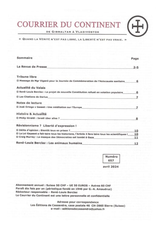 Courrier du Continent : Révisionnisme ? Liberté d’expression ! – Jeune Nation